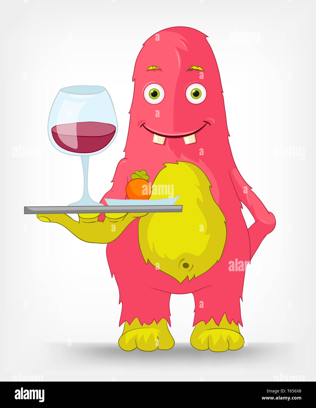 Funny Monster. Waiter Stock Photo - Alamy