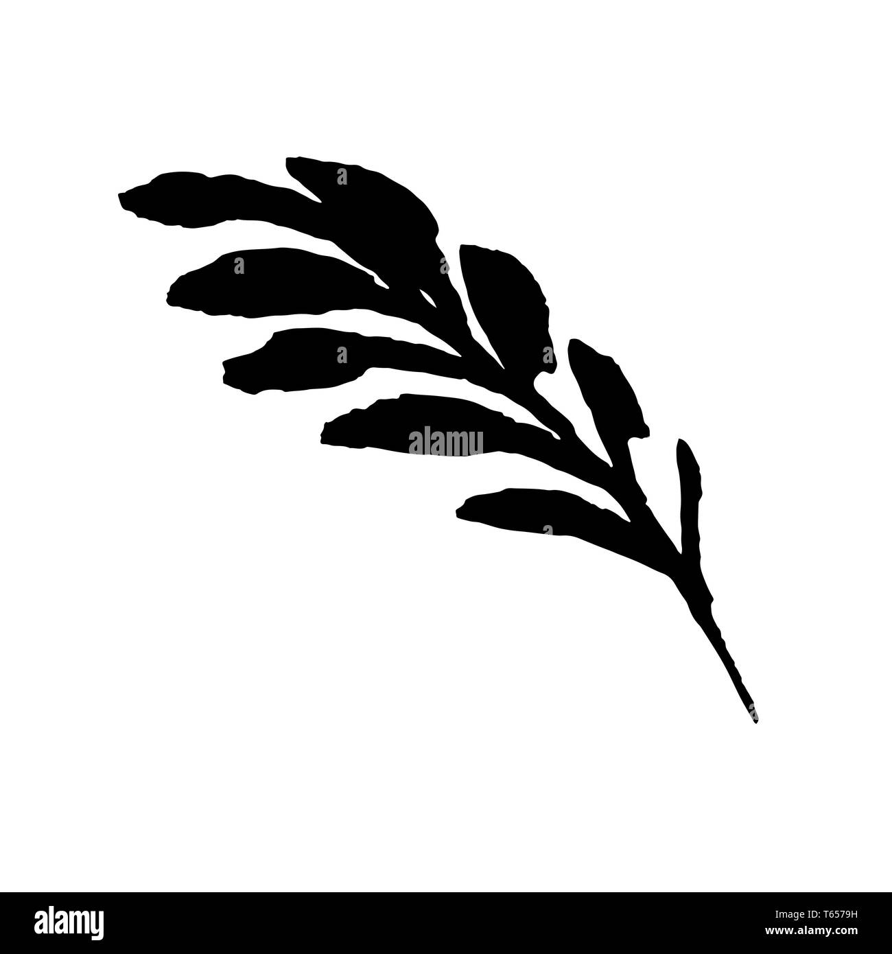 Leaf icon. Grunge vector dry brush illustration Stock Vector Image ...