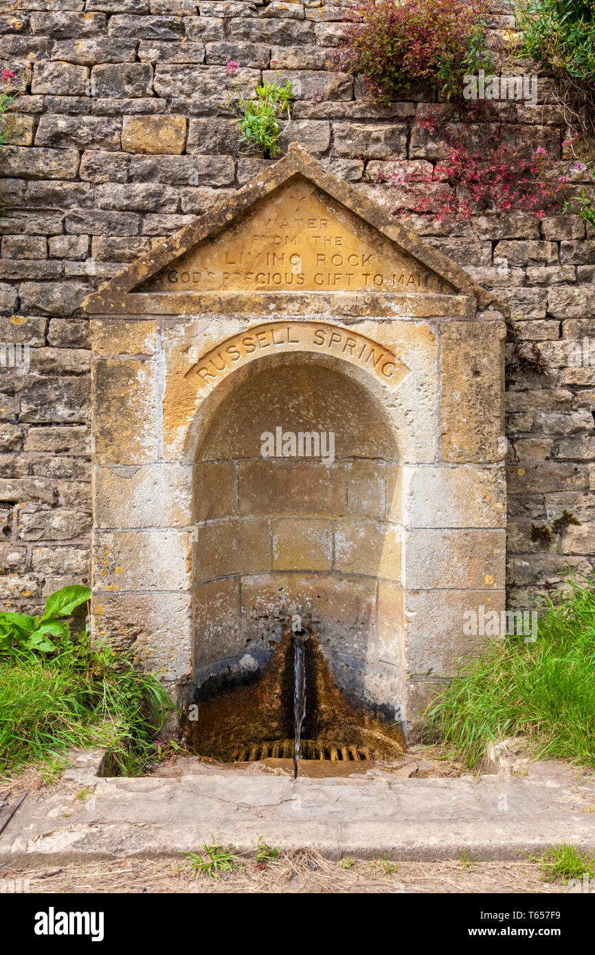 Russell Spring in the Cotswold village of Blockley Stock Photo - Alamy