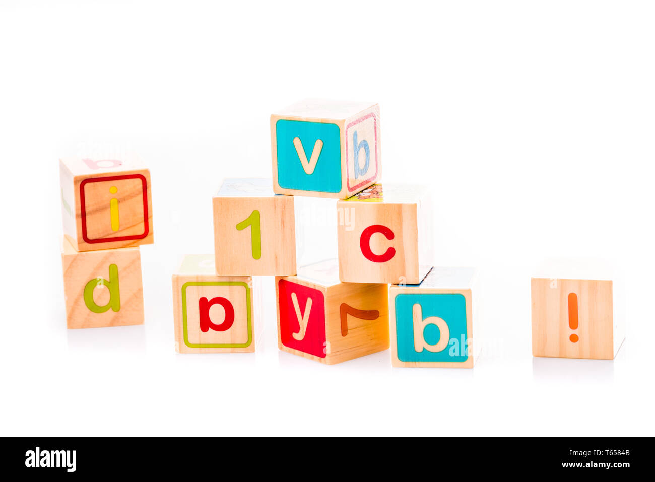Toy cubes. Baby collection. ABC letters made from baby toys Stock Photo ...