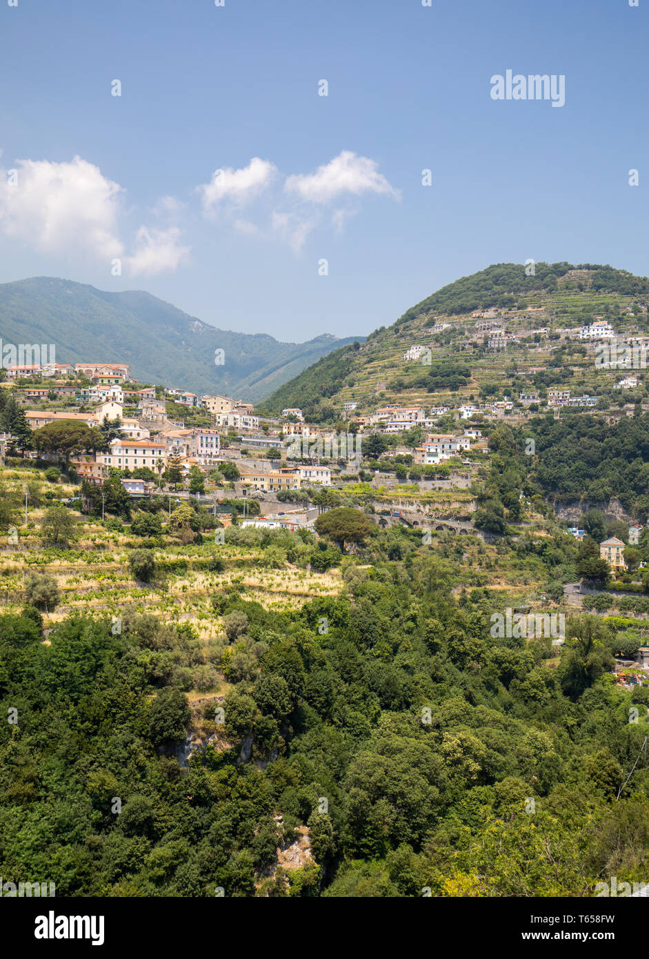 View from Ravello on the village of Scala, Amalfi Coast Italy Stock ...