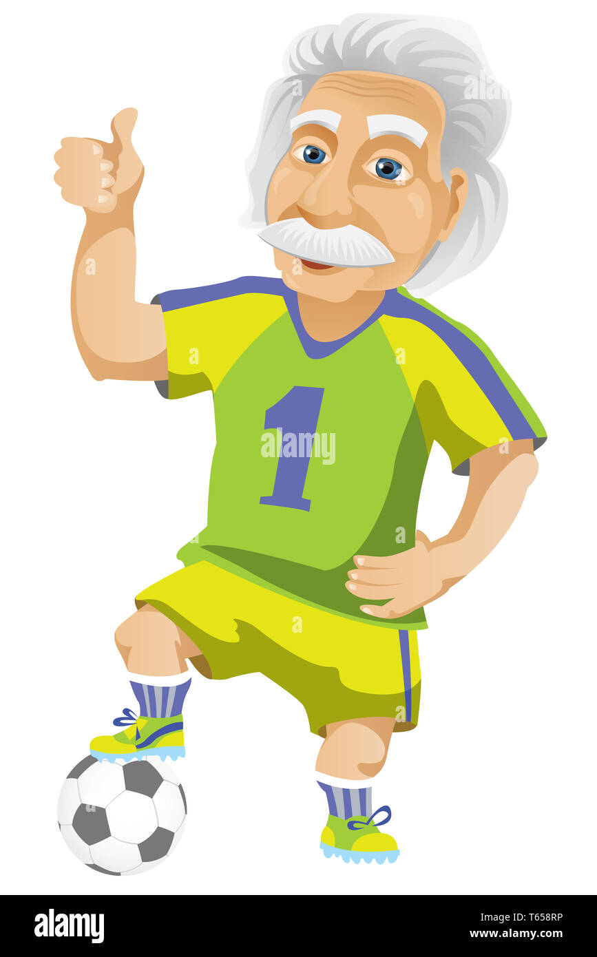 Cartoon illustration footballer kicking football hi-res stock ...