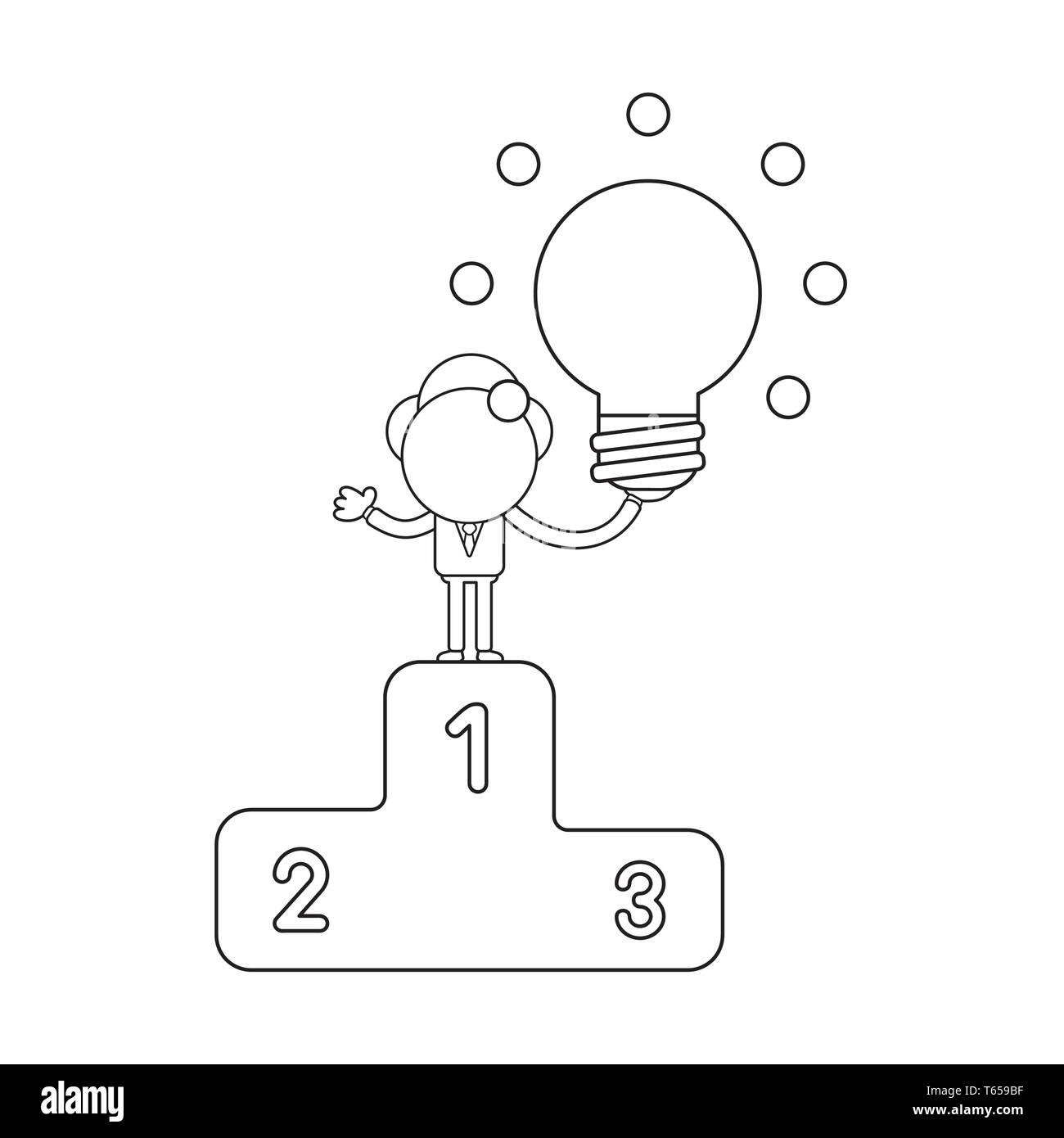 Vector illustration businessman character walking and holding glowing ...