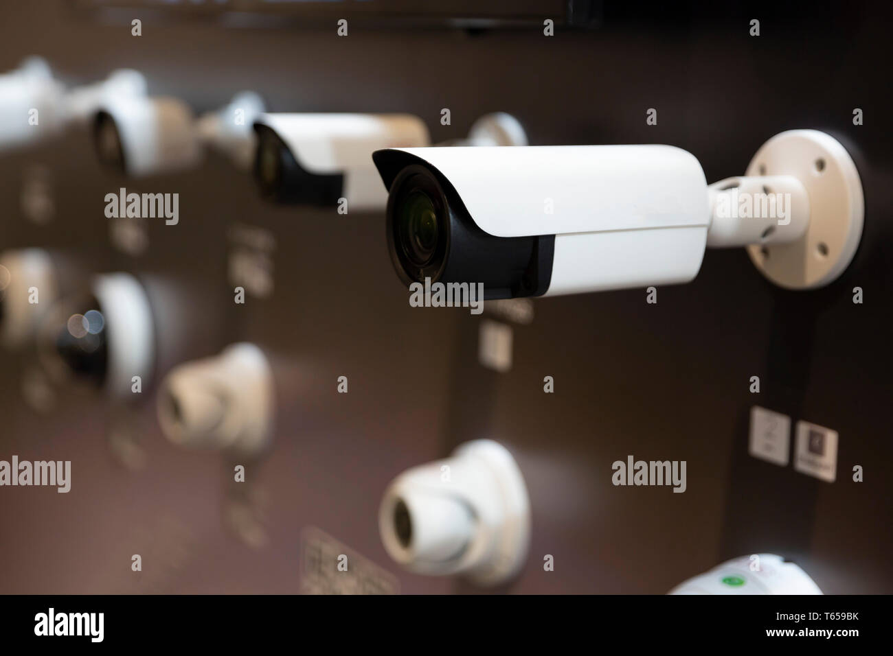 White cctv cameras for surveillance are seen arranged Stock Photo - Alamy