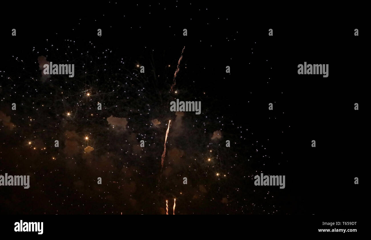 New Year's Eve fireworks and rockets on New Year's Day Stock Photo - Alamy