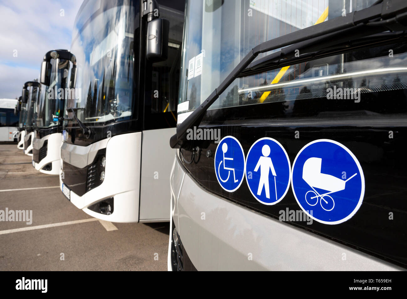 New modern busses on LPG. International Symbol of Access - Wheelchair ...