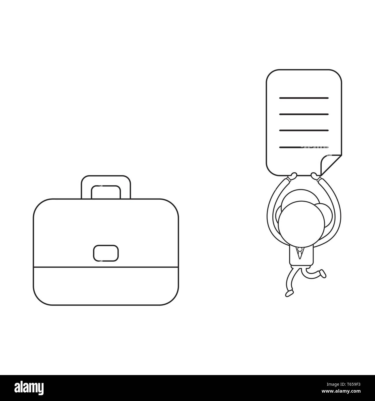 Vector illustration businessman character running and carrying written ...