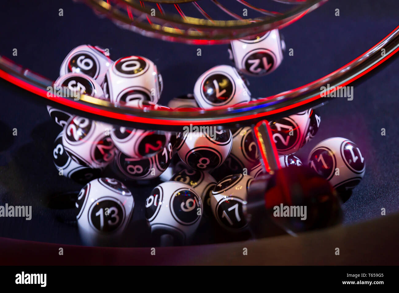 white balls with numbers for the game of lottery Stock Photo - Alamy