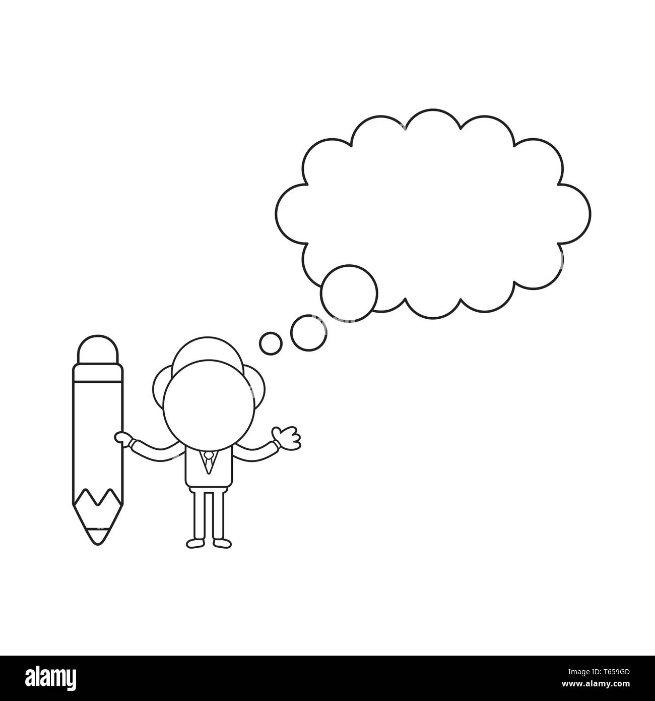 Vector illustration businessman character with blank thought bubble and ...