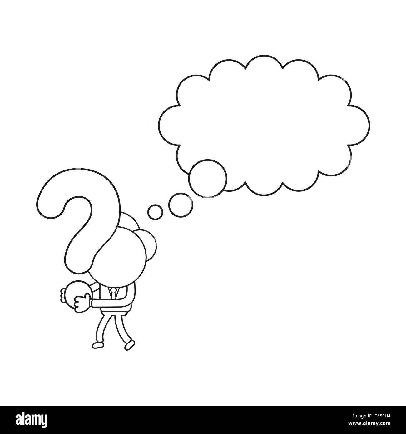 Vector illustration businessman character with blank thought bubble ...