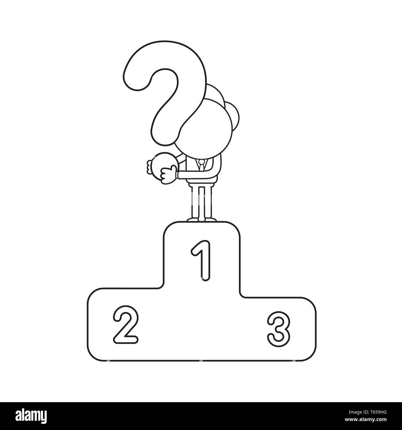 Vector illustration businessman character holding question mark on ...