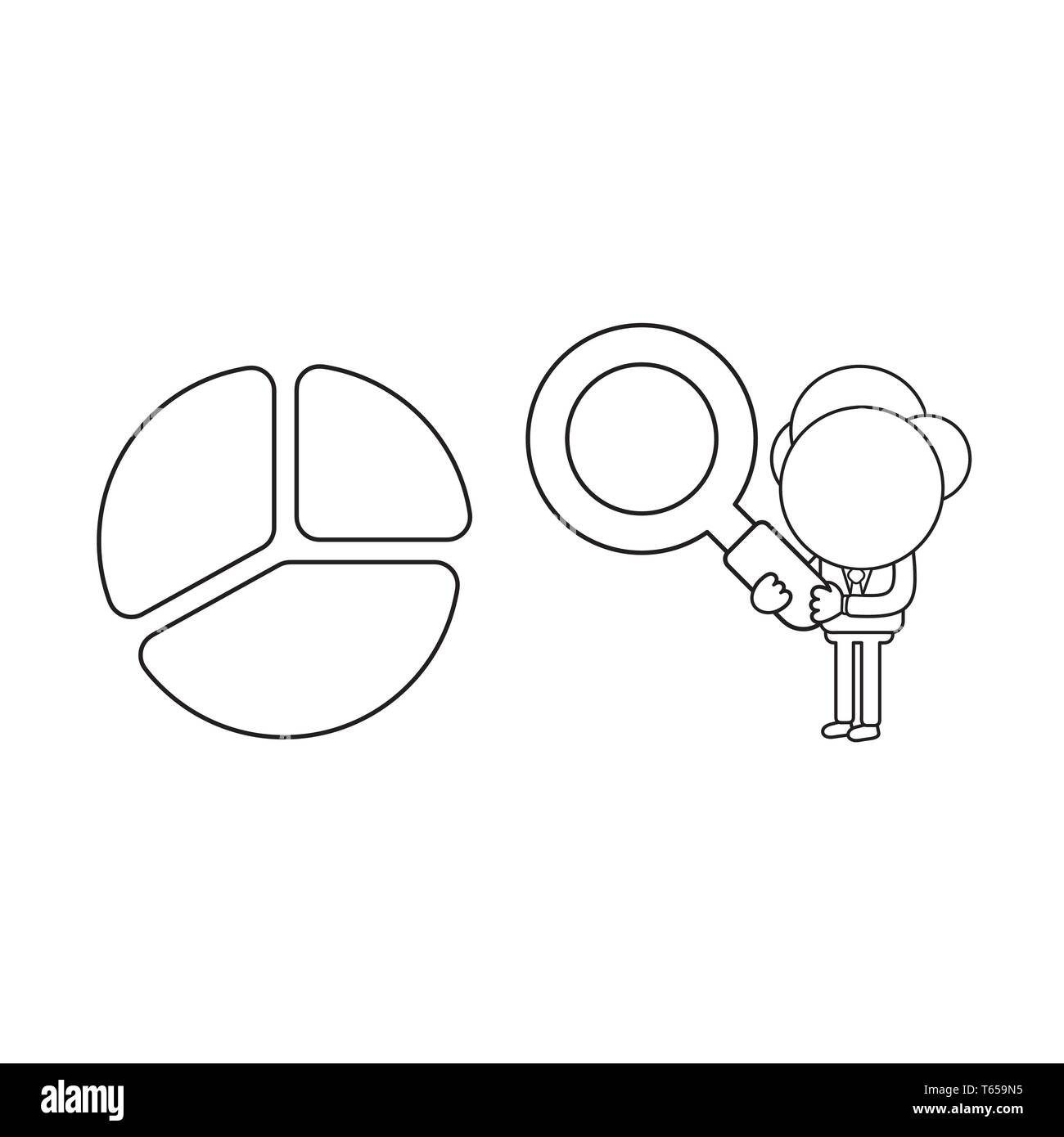 Vector illustration businessman character holding magnifying glass and ...