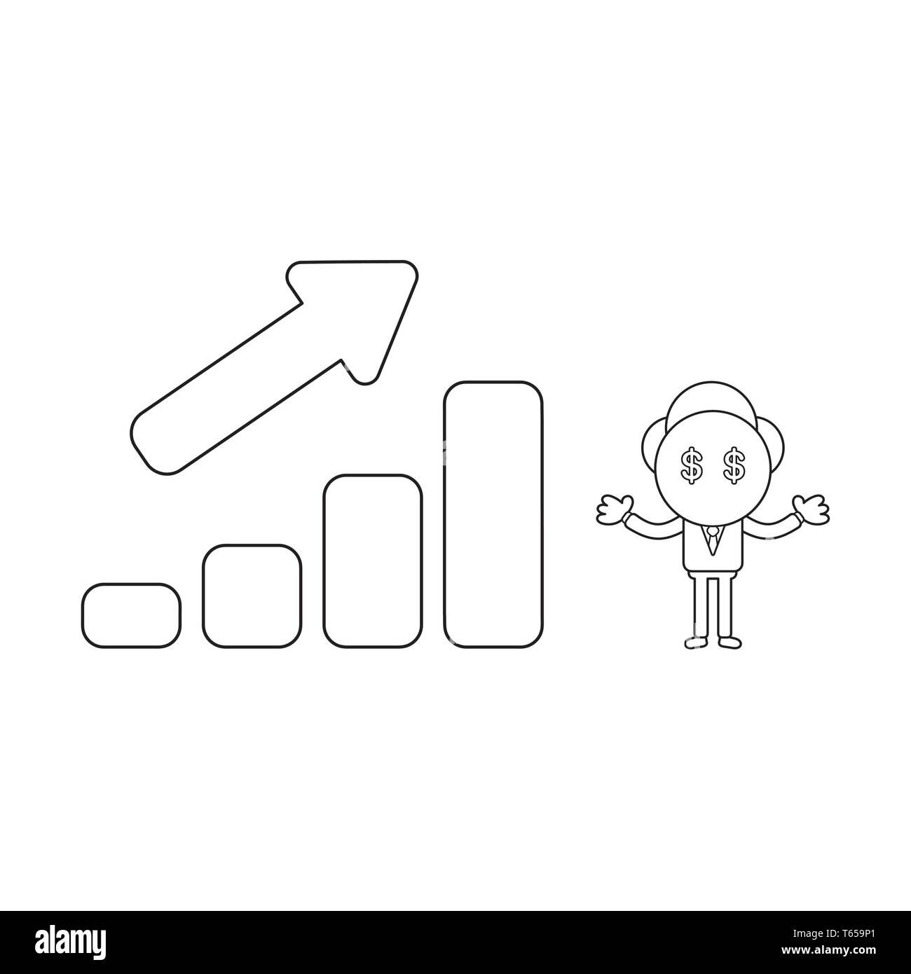 Vector illustration businessman character with dollar money eyes and ...