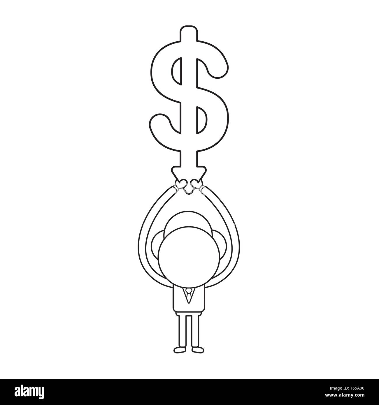 Vector illustration businessman character holding up dollar arrow ...