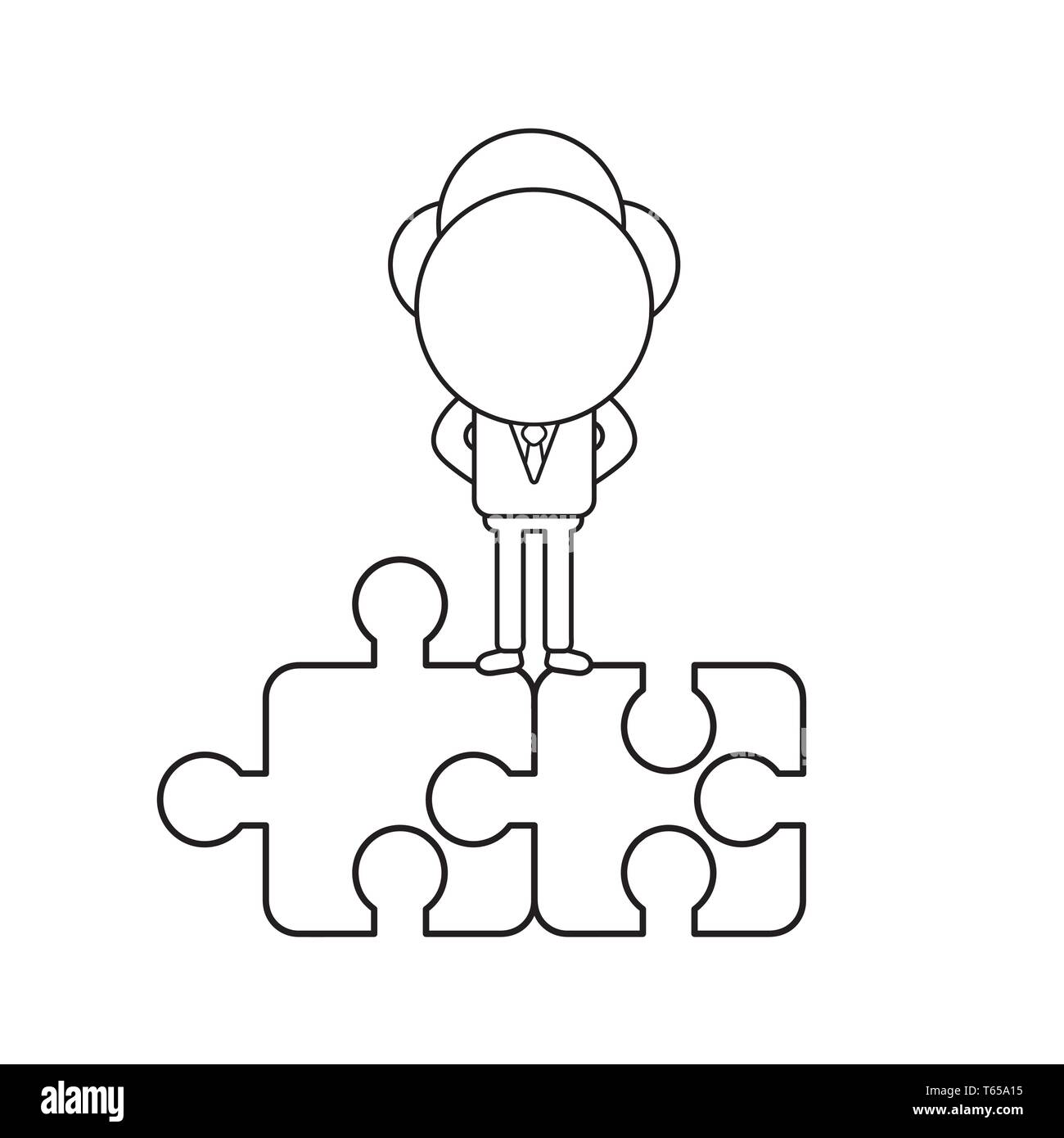 Vector illustration businessman character standing on two connected ...