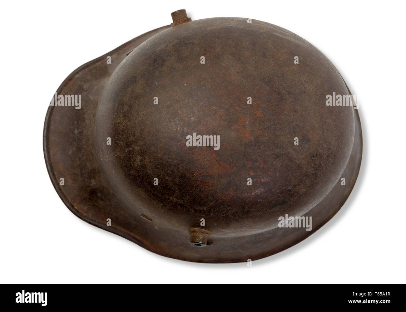 top view of German World War One (Stahlhelm) military helmet on white ...