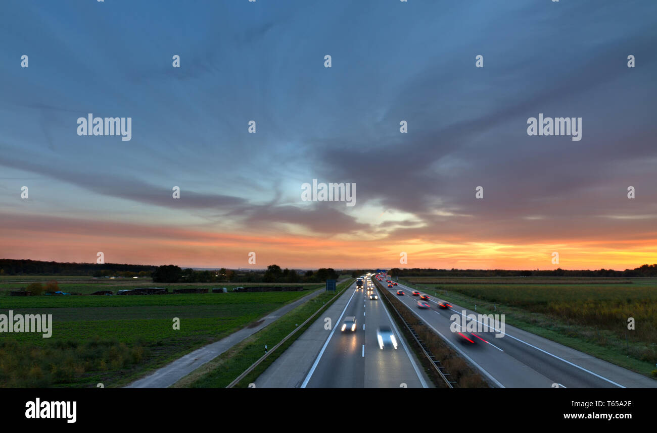 Traffic on a typical German Autobahn, Germany Stock Photo - Alamy