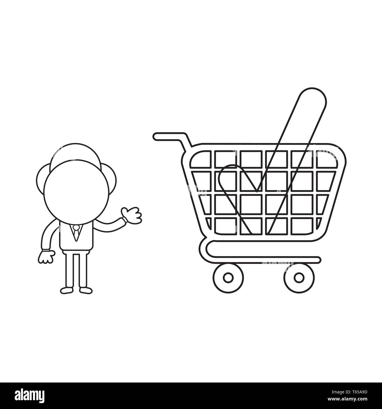 Vector illustration businessman character showing check mark inside ...