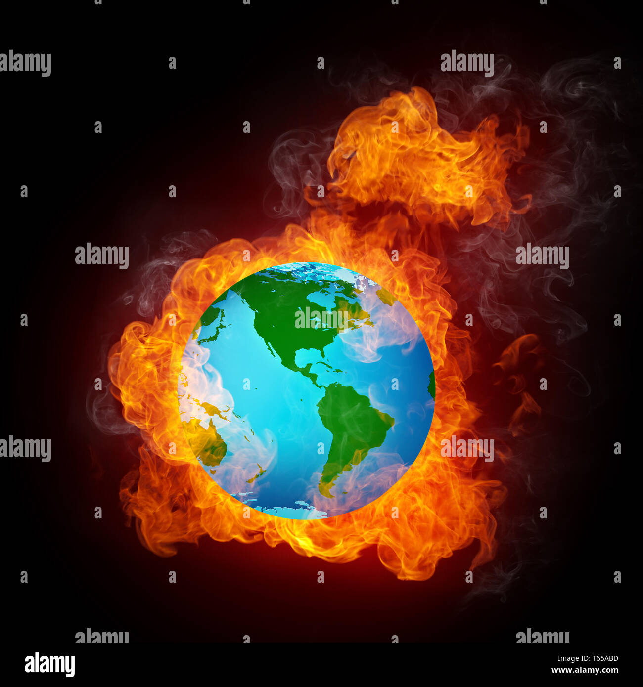 Flames fire earth globe hi-res stock photography and images - Alamy