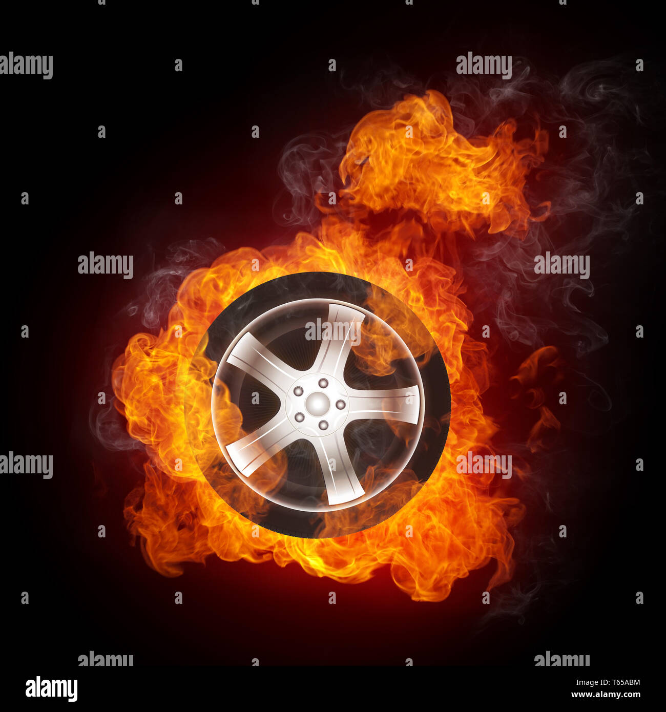 Illustration wheel car on fire hi-res stock photography and images - Alamy