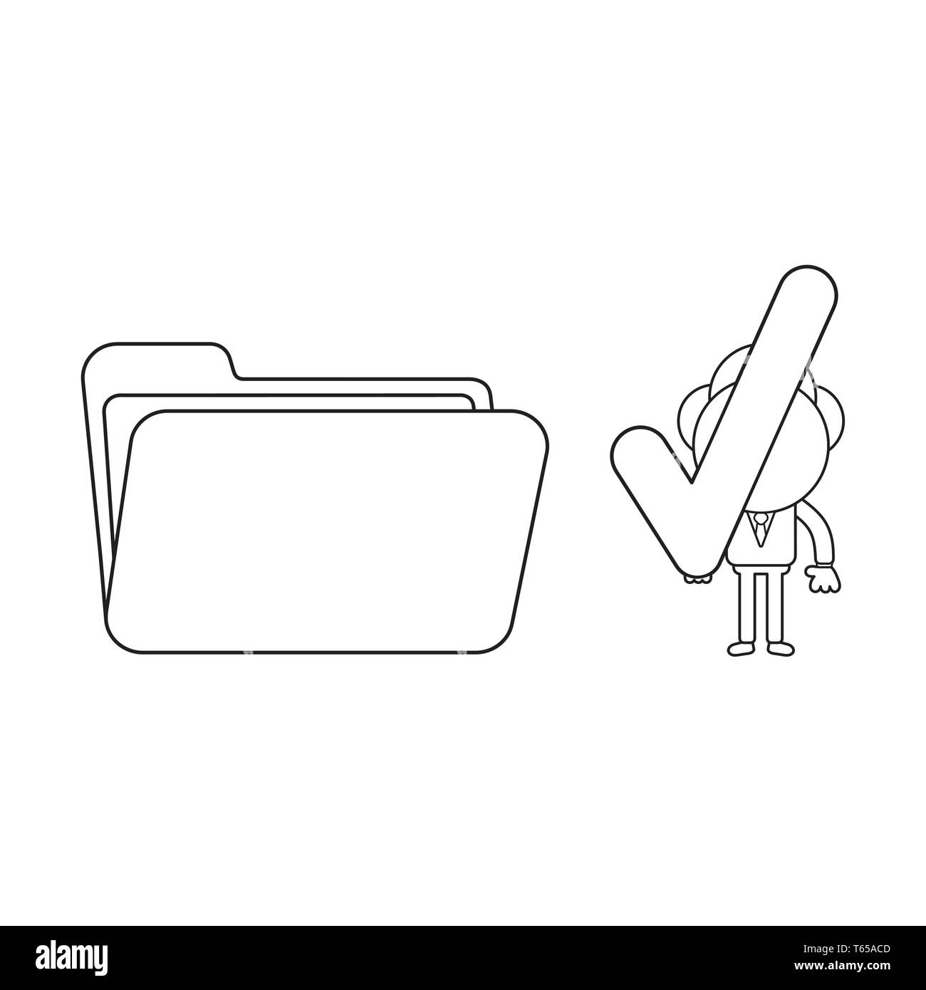 Vector illustration businessman character holding check mark to open ...