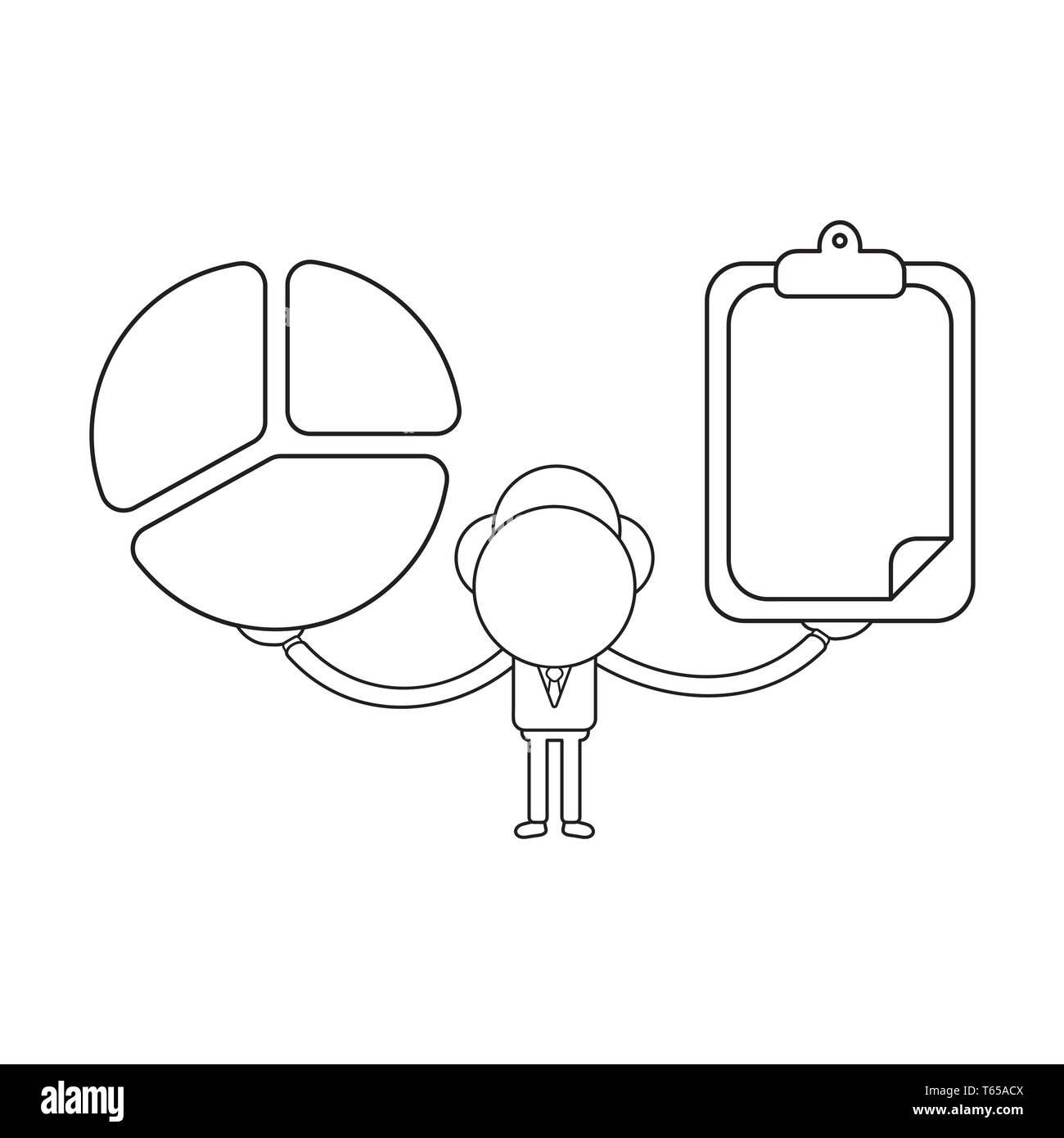 Vector illustration businessman character holding three parts diagram ...
