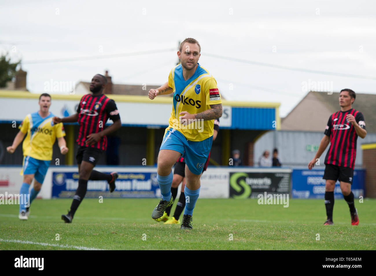 Canvey Islands Tony Stokes celebrates scorin the winning goal from the ...