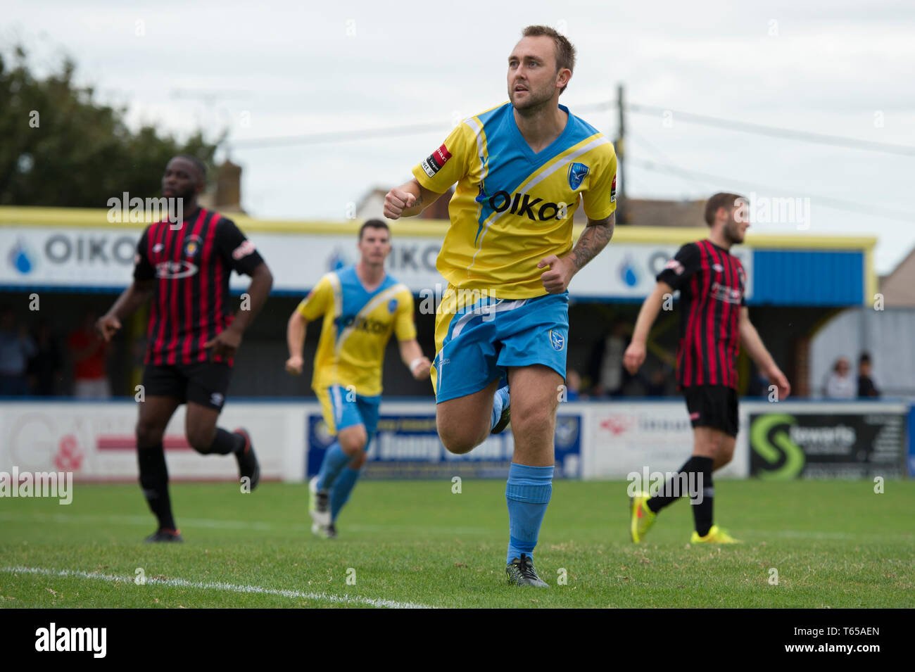 Canvey Islands Tony Stokes celebrates scorin the winning goal from the ...
