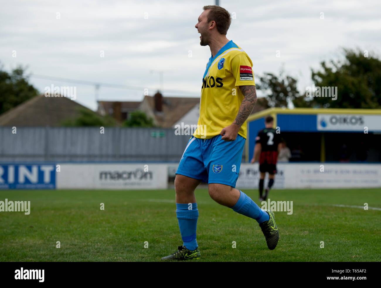 Canvey Islands Tony Stokes celebrates scorin the winning goal from the ...