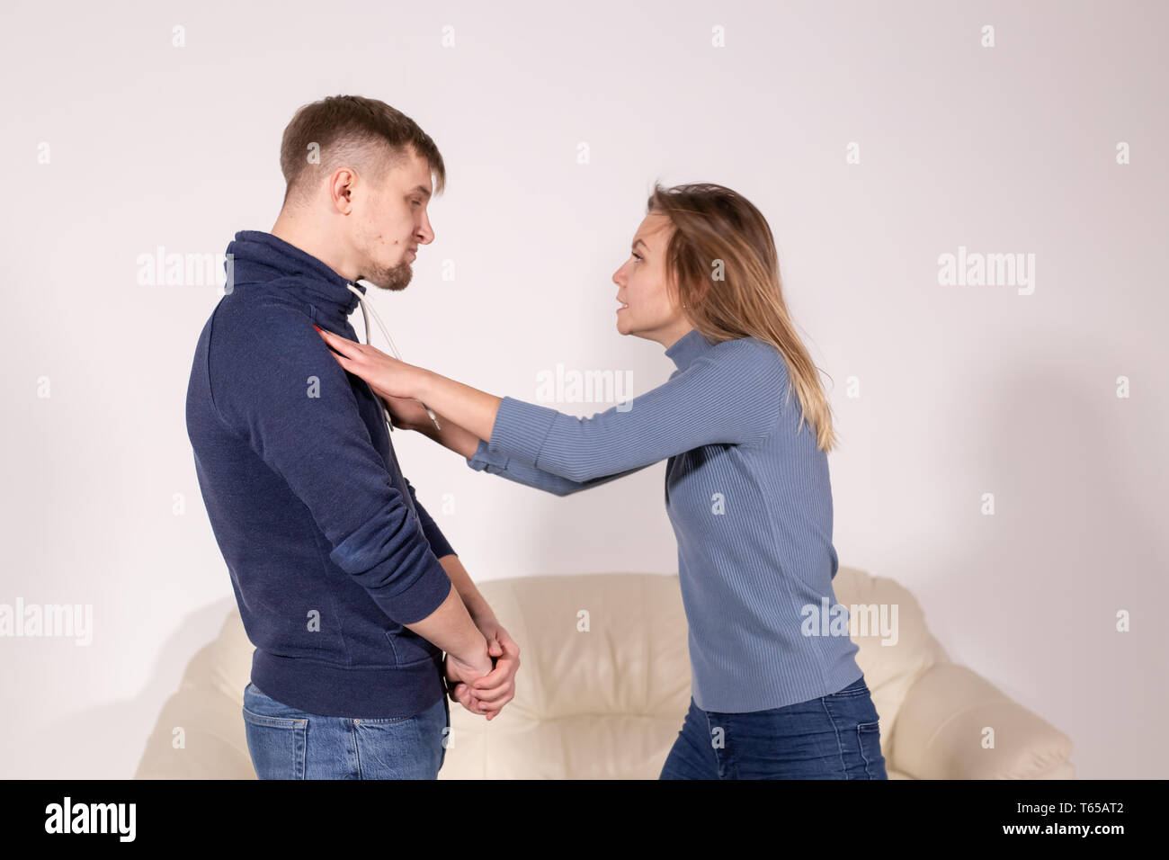 People and abuse concept - Portrait of violence against woman Stock ...