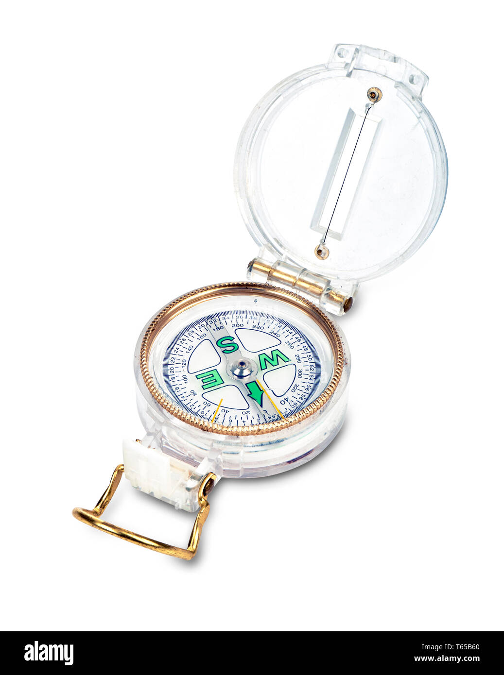 vintage plastic compass on white background Stock Photo - Alamy