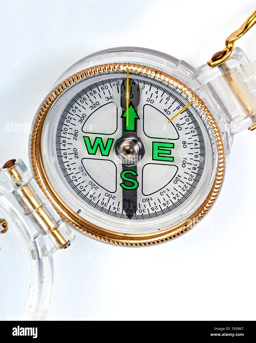 vintage plastic compass on white background Stock Photo - Alamy