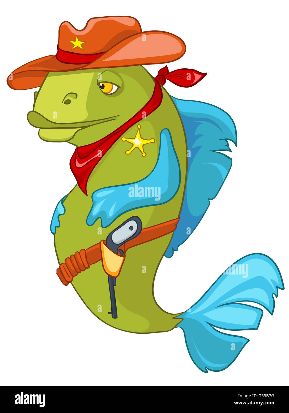 Cartoon Character Fish Sheriff Stock Photo - Alamy