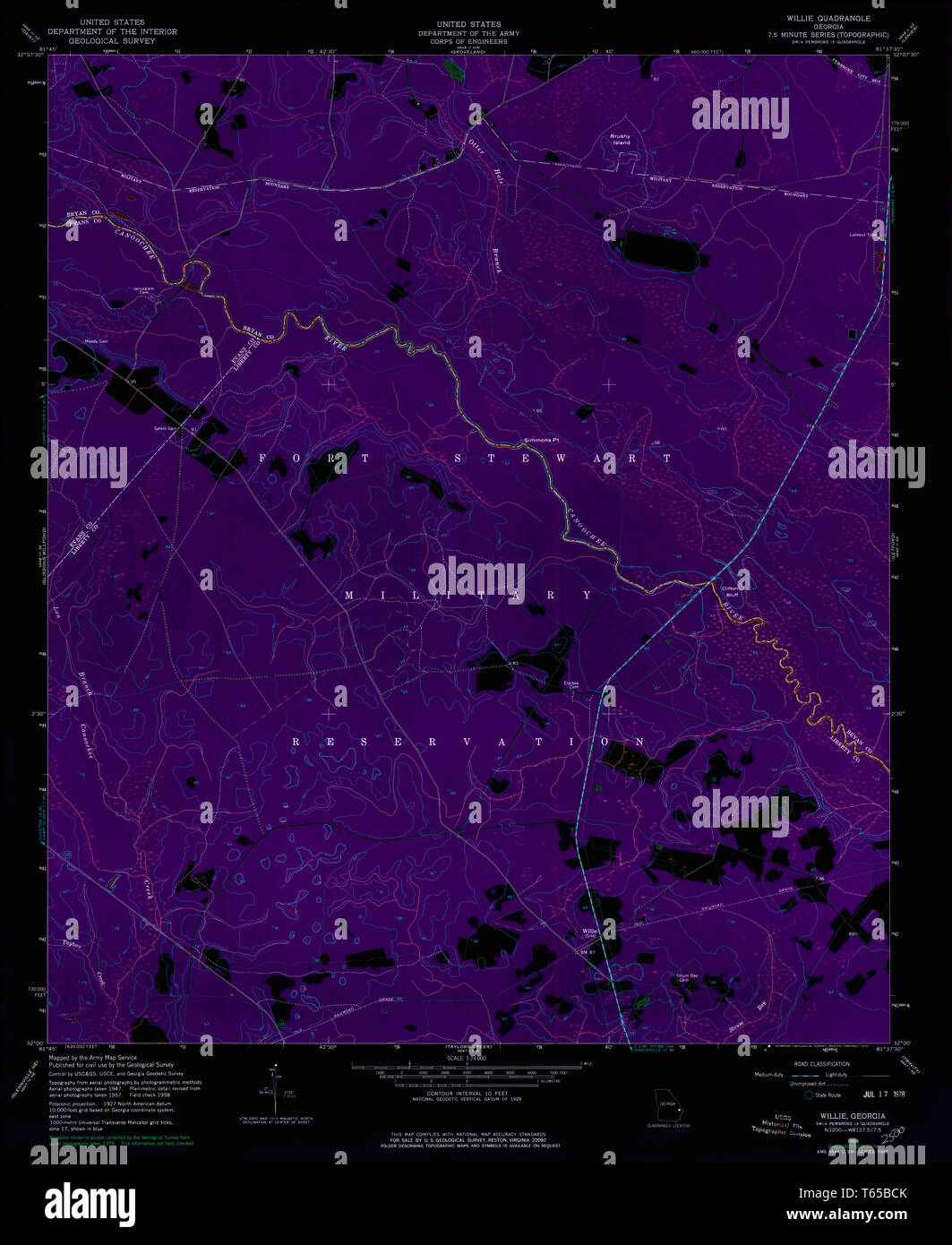 USGS TOPO Map Georgia GA Willie 247276 1958 24000 Inverted Restoration ...
