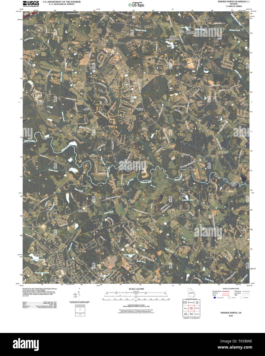 USGS TOPO Map Georgia GA Winder North 20110310 TM Restoration Stock ...