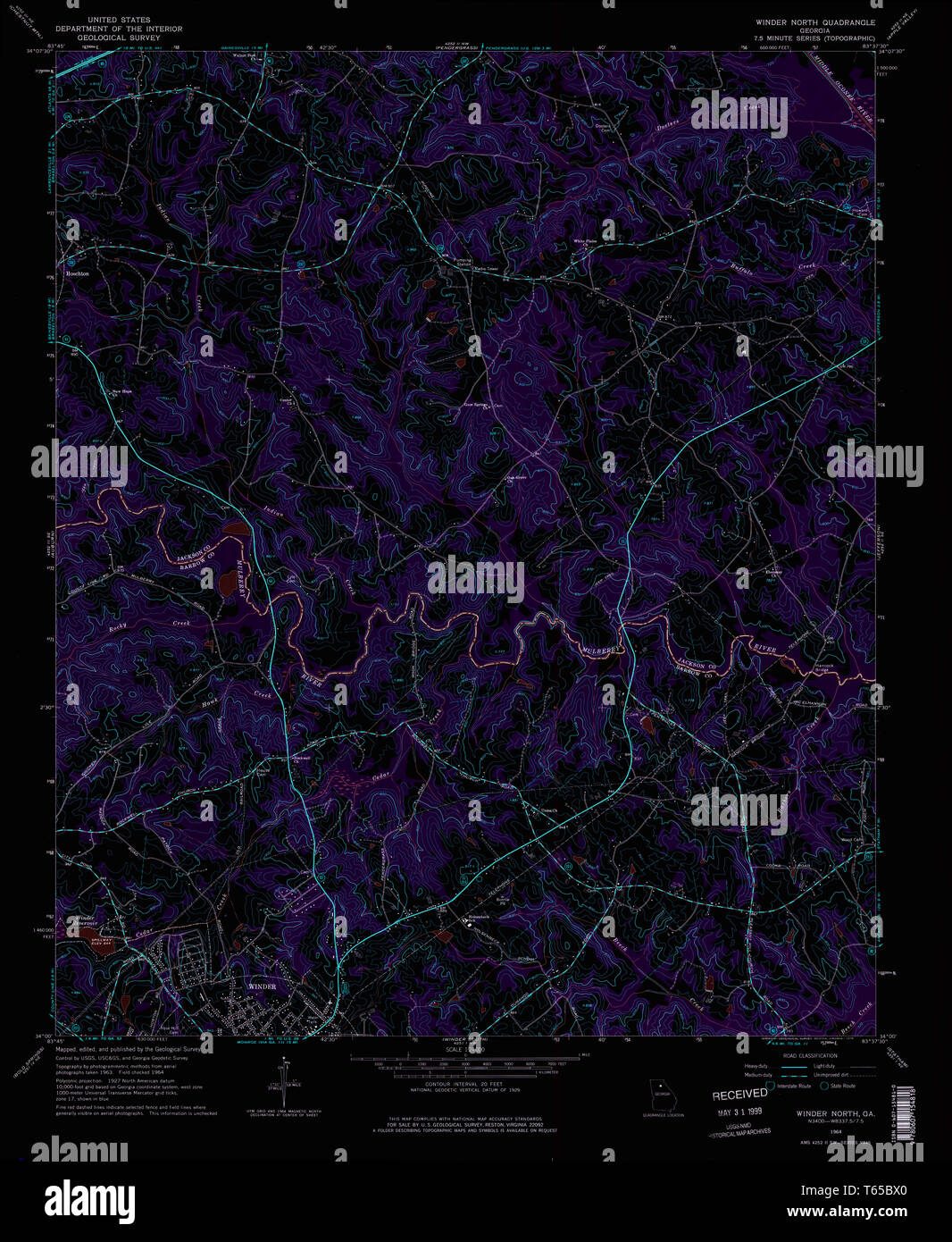 USGS TOPO Map Georgia GA Winder North 247284 1964 24000 Inverted ...