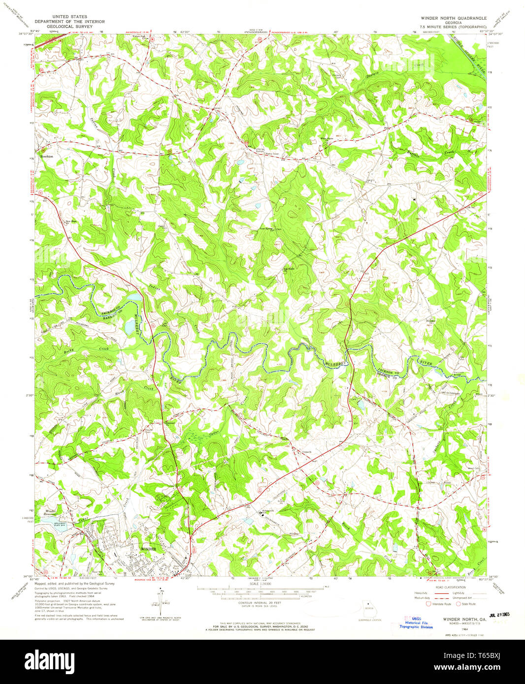 USGS TOPO Map Georgia GA Winder North 247285 1964 24000 Restoration ...