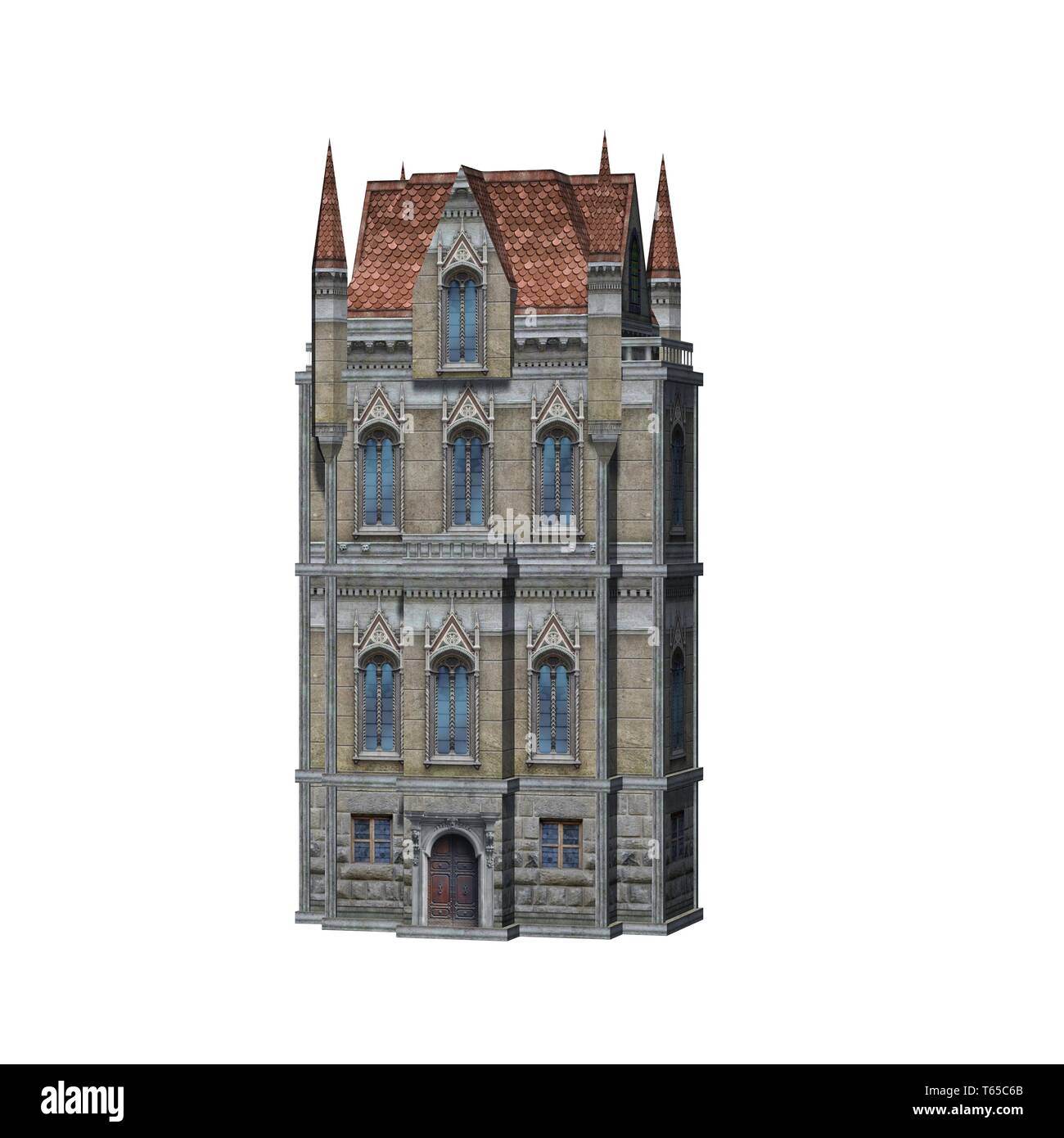 medieval cathedral - isolated on white background - 3D illustration ...