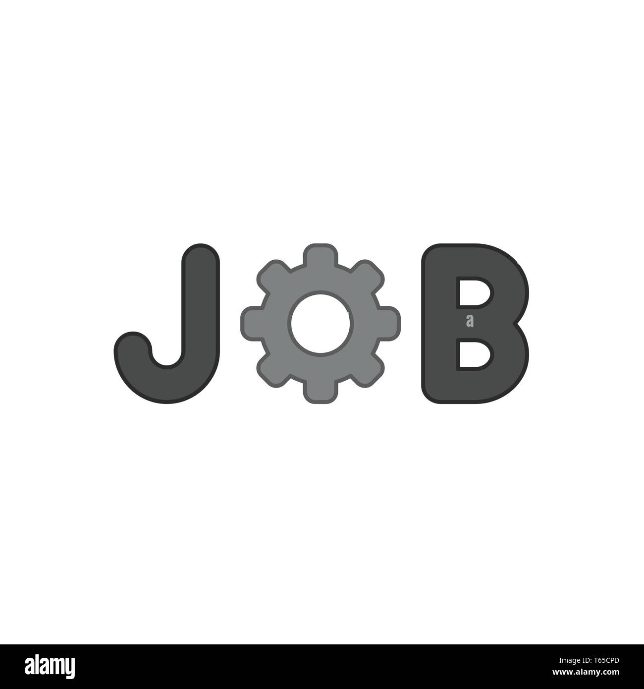 Flat design style vector illustration concept of job text with gear ...