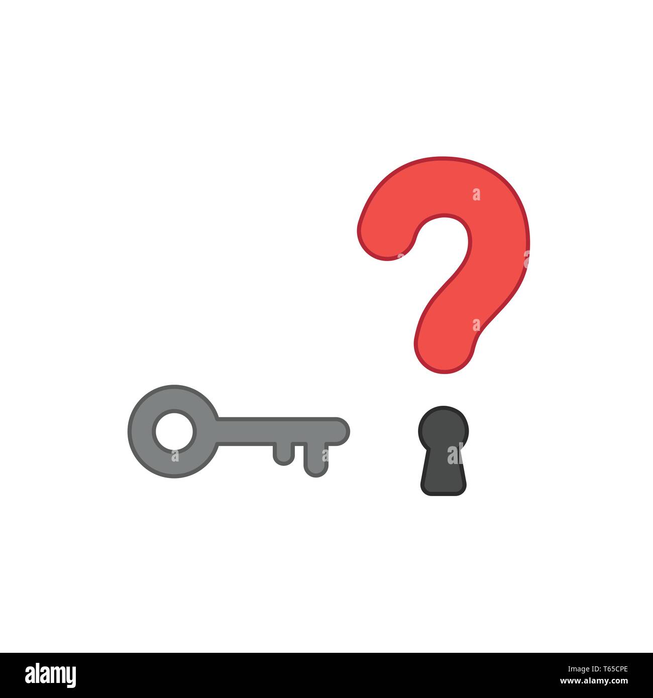 Flat design style vector illustration concept of question mark with key ...