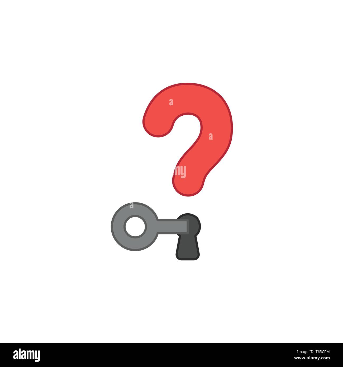 Flat design style vector illustration concept of question mark with key ...