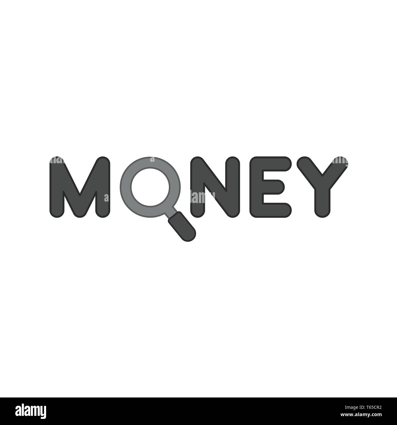 Flat design style vector illustration concept of money text with grey ...