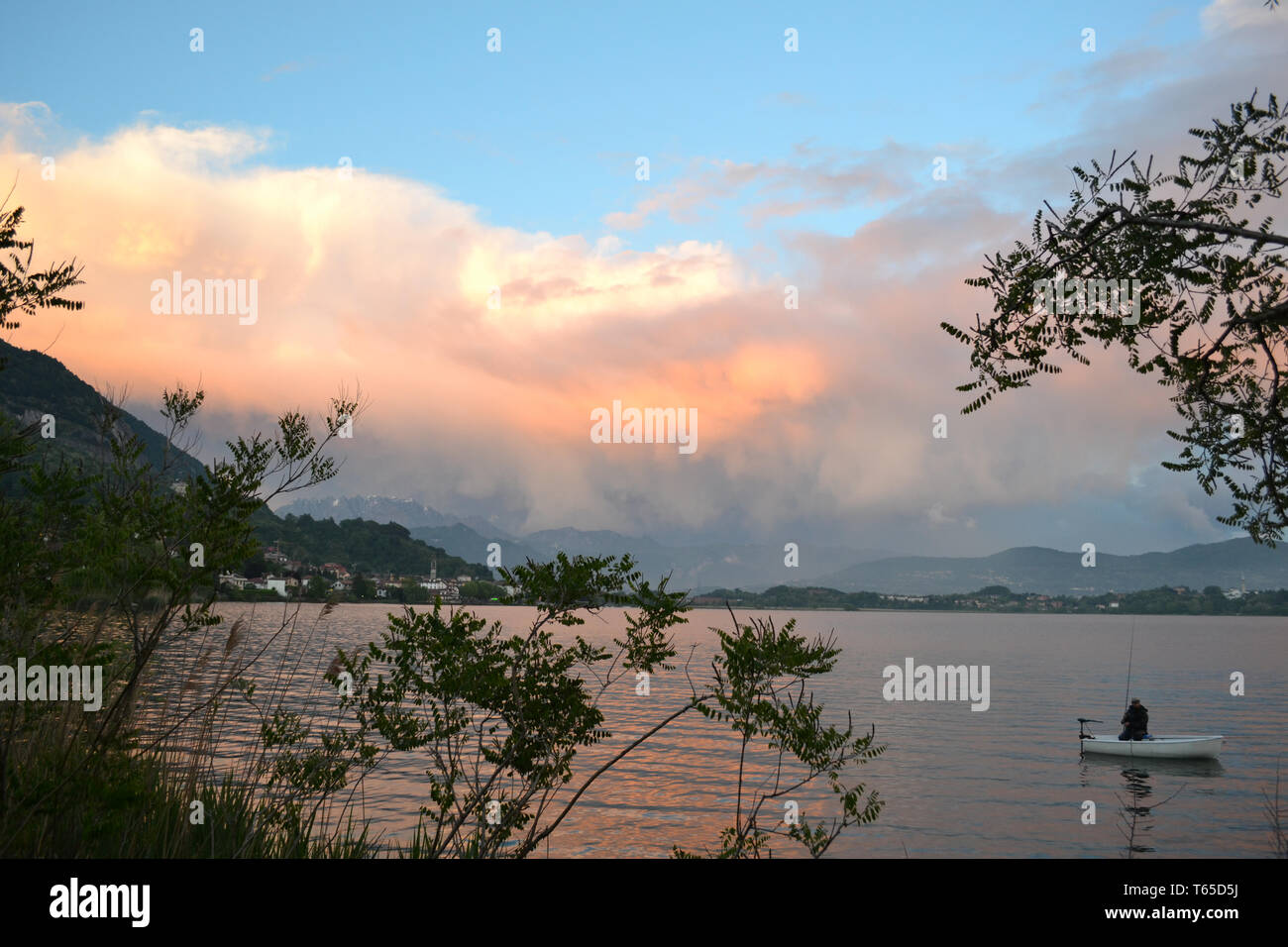 Lecco/Italy - May 7, 2014: Beautiful view to spectacular stormy clouds ...