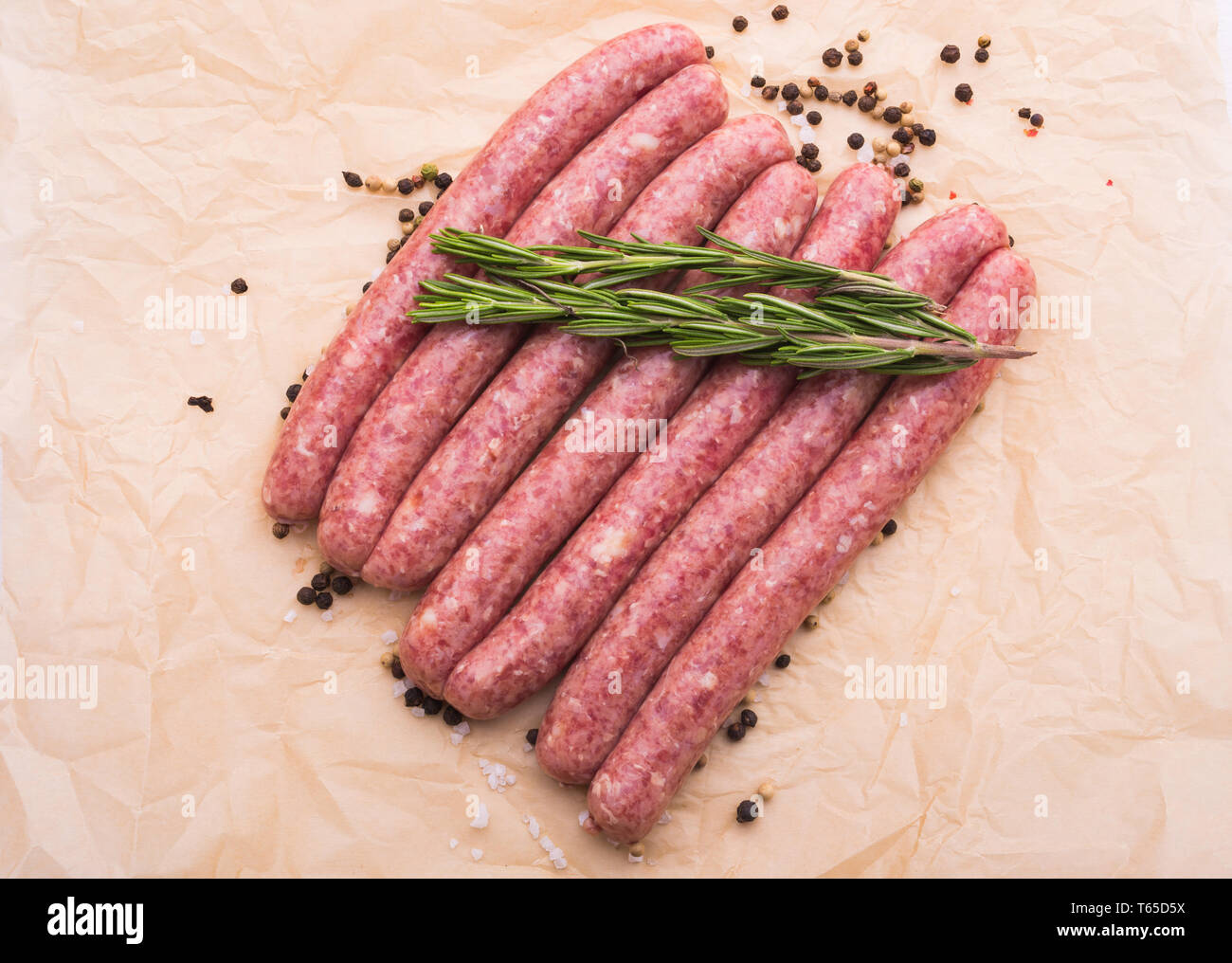 Food and delicious concept - raw horse meat sausage Stock Photo - Alamy