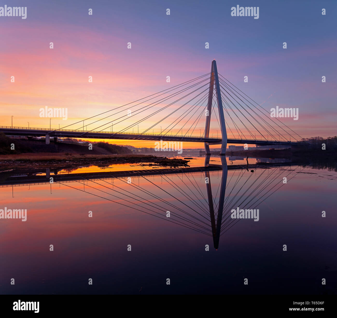 Northern Spire bridge at sunrise, Sunderland, Tyne & Wear, England ...