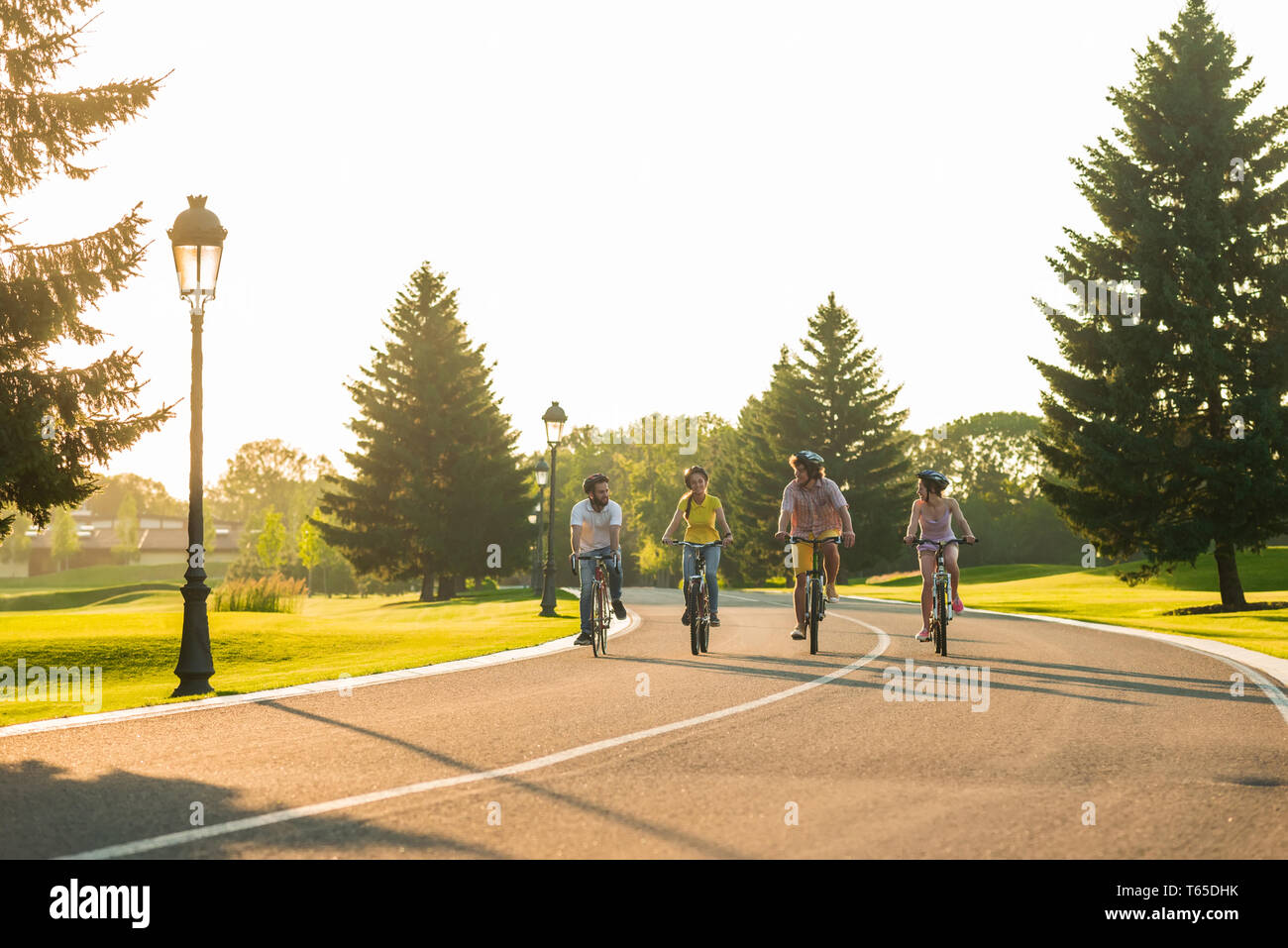 People enjoying their ride on bikes Stock Photo - Alamy