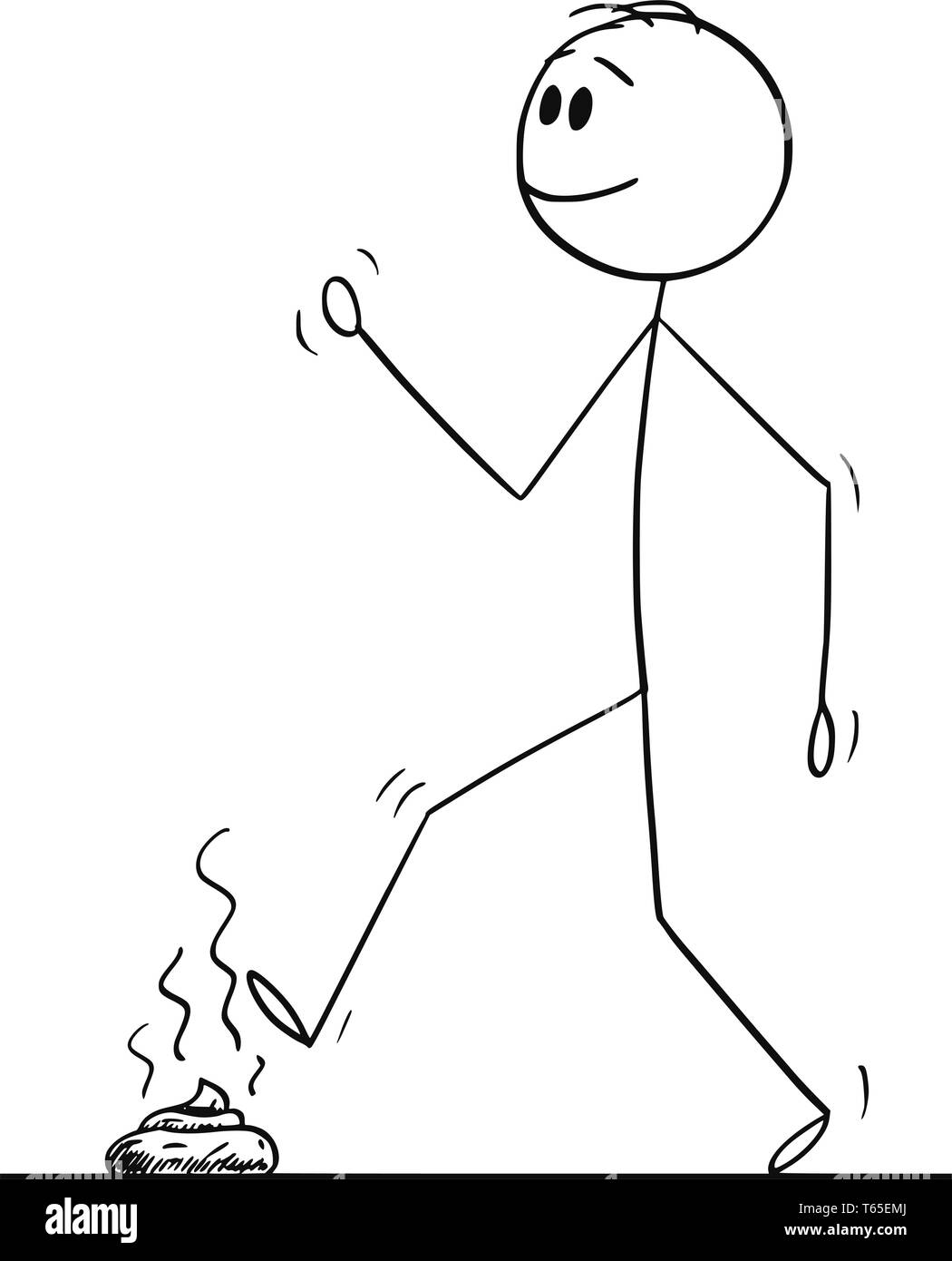 Cartoon stick figure drawing conceptual illustration of man walking ...