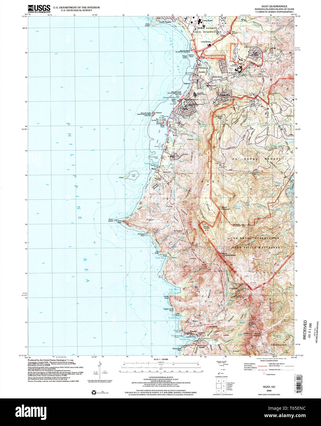 USGS TOPO Map Guam Agat 462356 2000 24000 Restoration Stock Photo - Alamy