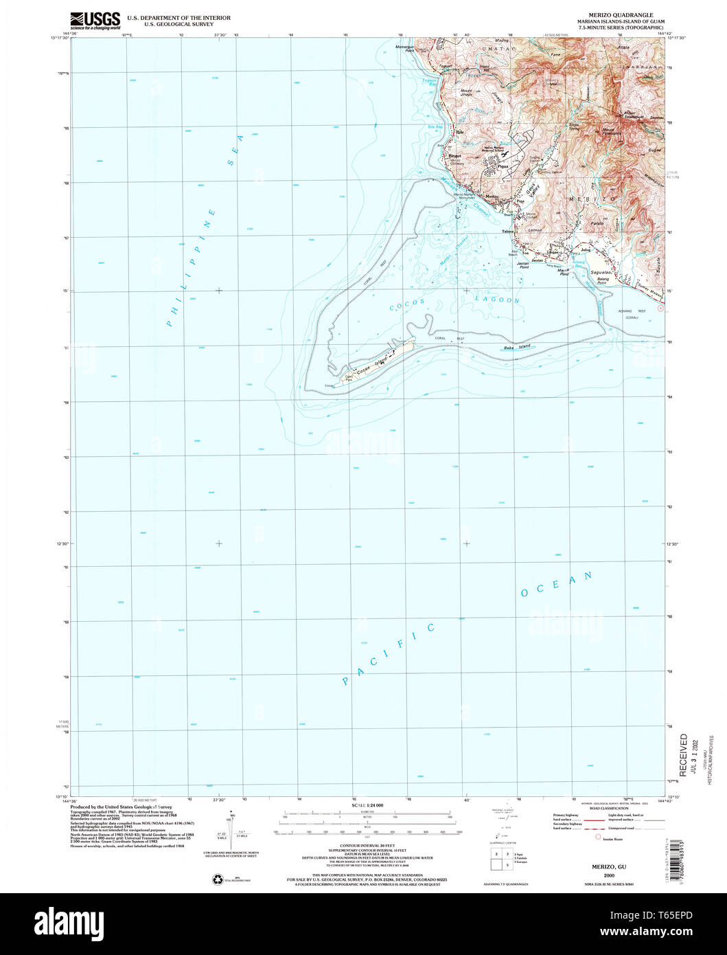 USGS TOPO Map Guam Merizo 462400 2000 24000 Restoration Stock Photo - Alamy