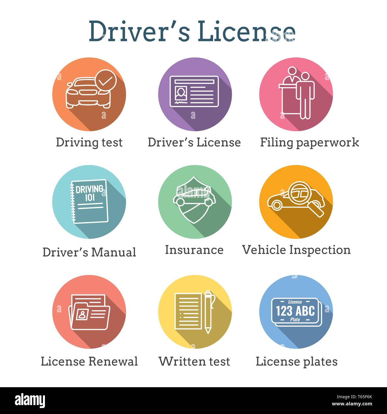 Drivers Test & License Icon Set and Web Header Banner Stock Vector ...